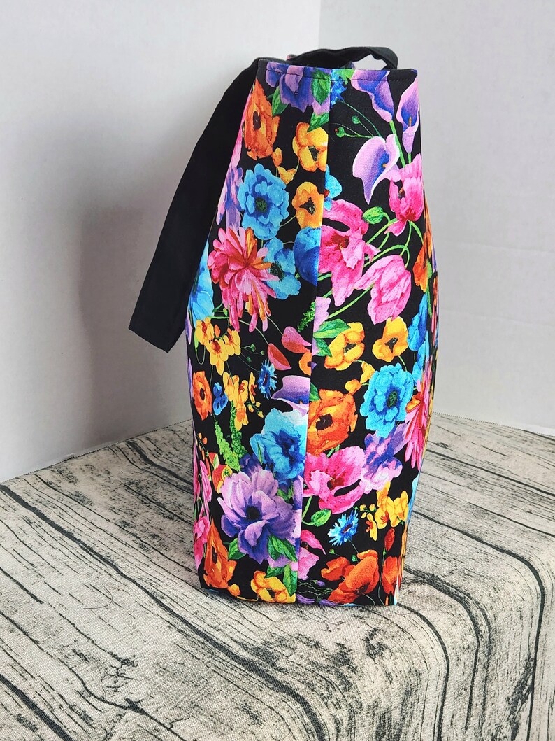 Multi Flower Tote Bag-large Carryall Bag-colorful Design-inside Slip ...