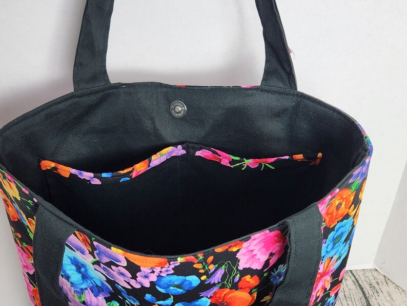 Multi Flower Tote Bag-large Carryall Bag-colorful Design-inside Slip ...
