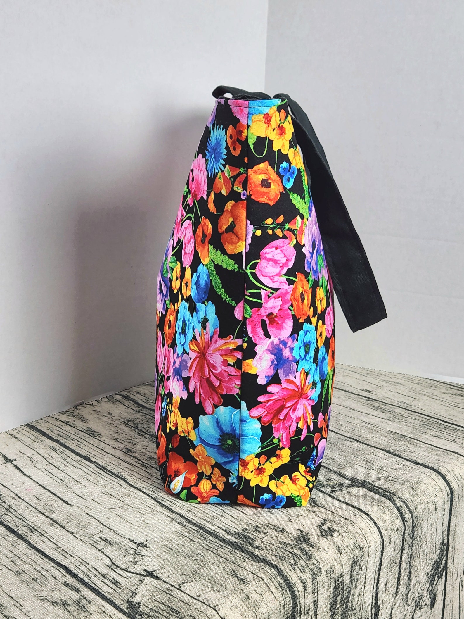 Multi Flower Tote Bag-large Carryall Bag-colorful Design-inside Slip ...