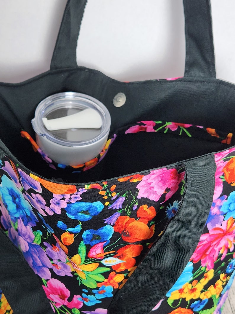 Multi Flower Tote Bag-large Carryall Bag-colorful Design-inside Slip ...