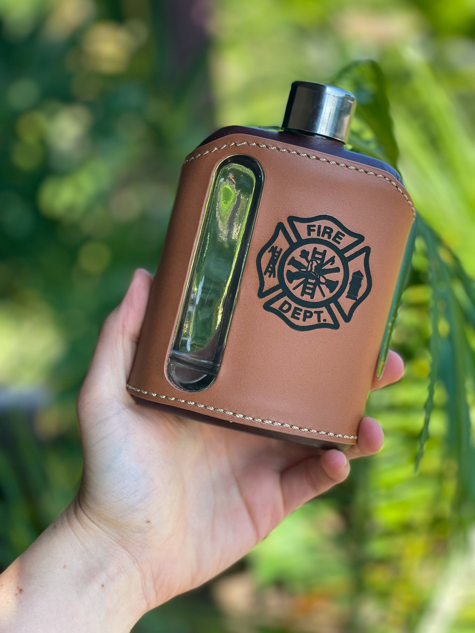 Firefighter Leather Wrapped Flask Personalize Fireman Gift | Etsy