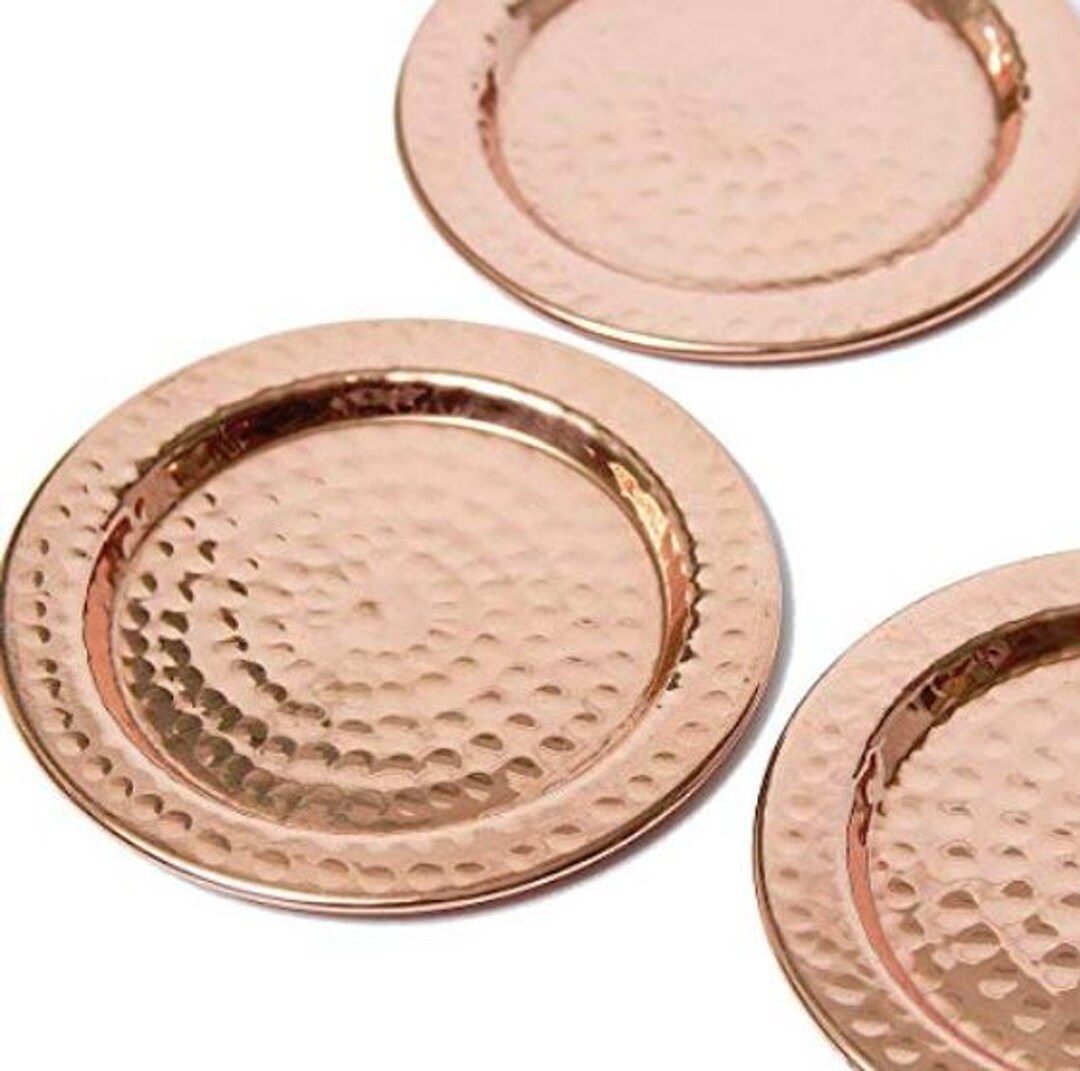 Copper Cup Coasters, 100% Hammered Copper Coasters, Wine Bottle Coaster ...
