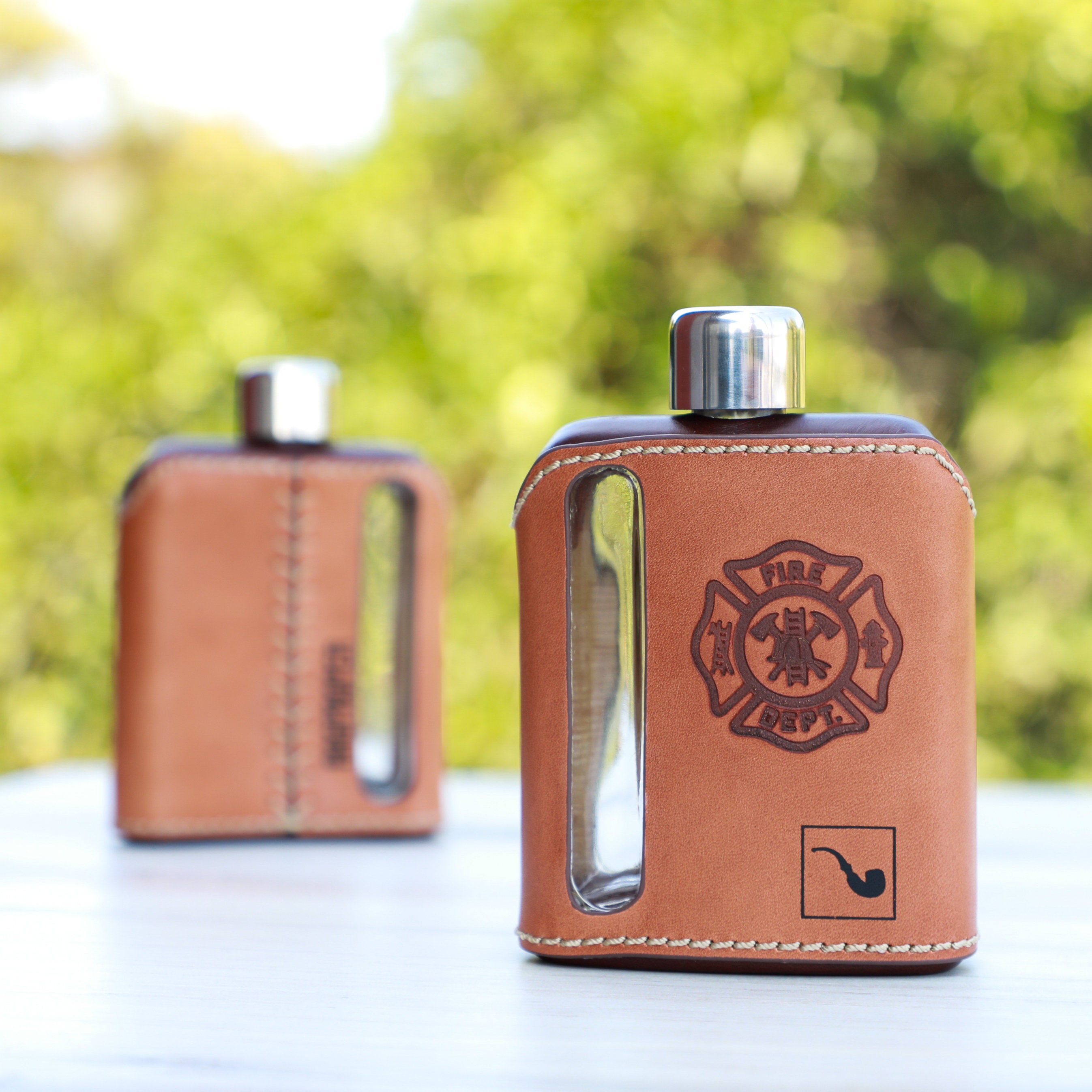 Firefighter Leather Wrapped Flask Personalize Fireman Gift | Etsy