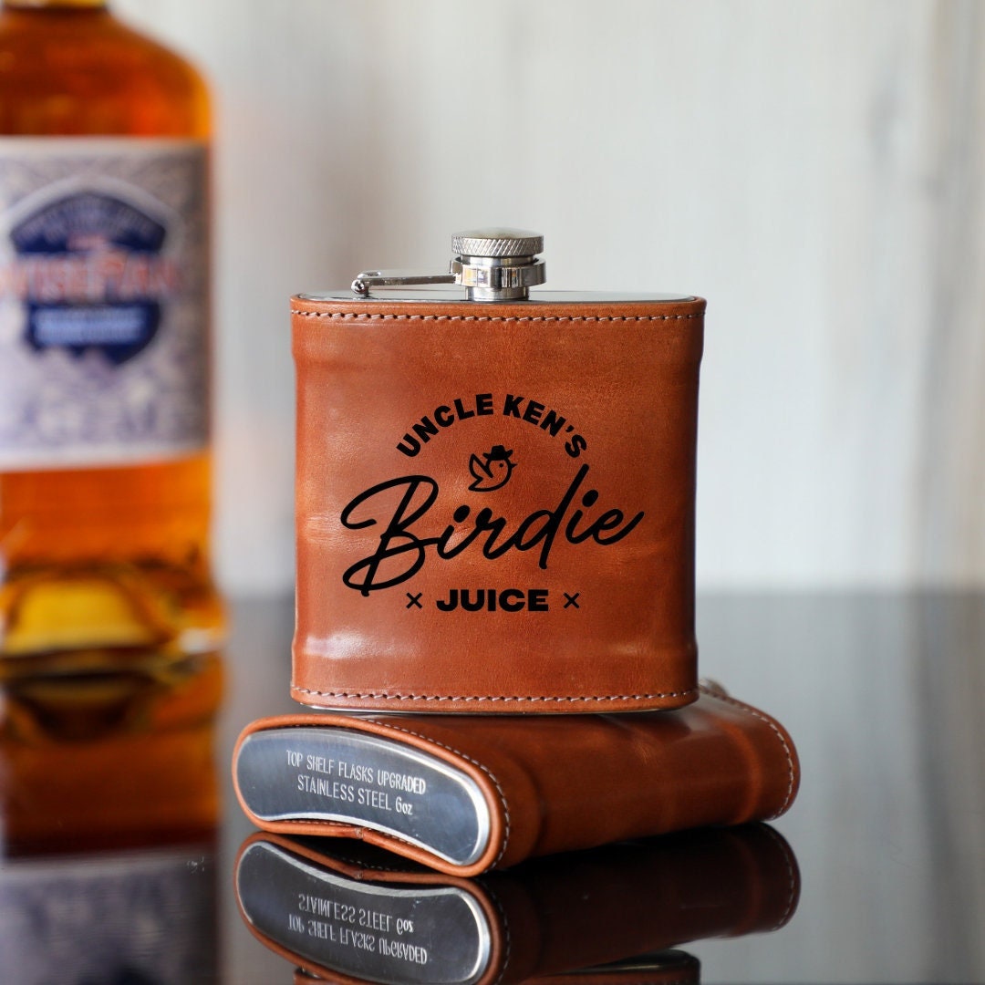 Birdie Juice Flask, Customized 6 Oz. Stainless Steel Flask, Gift for ...