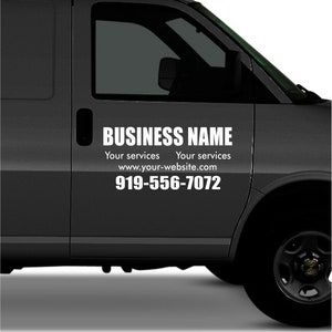 SET of 2 Van Car Truck Custom Vinyl Decal Lettering Door Window Sticker ...
