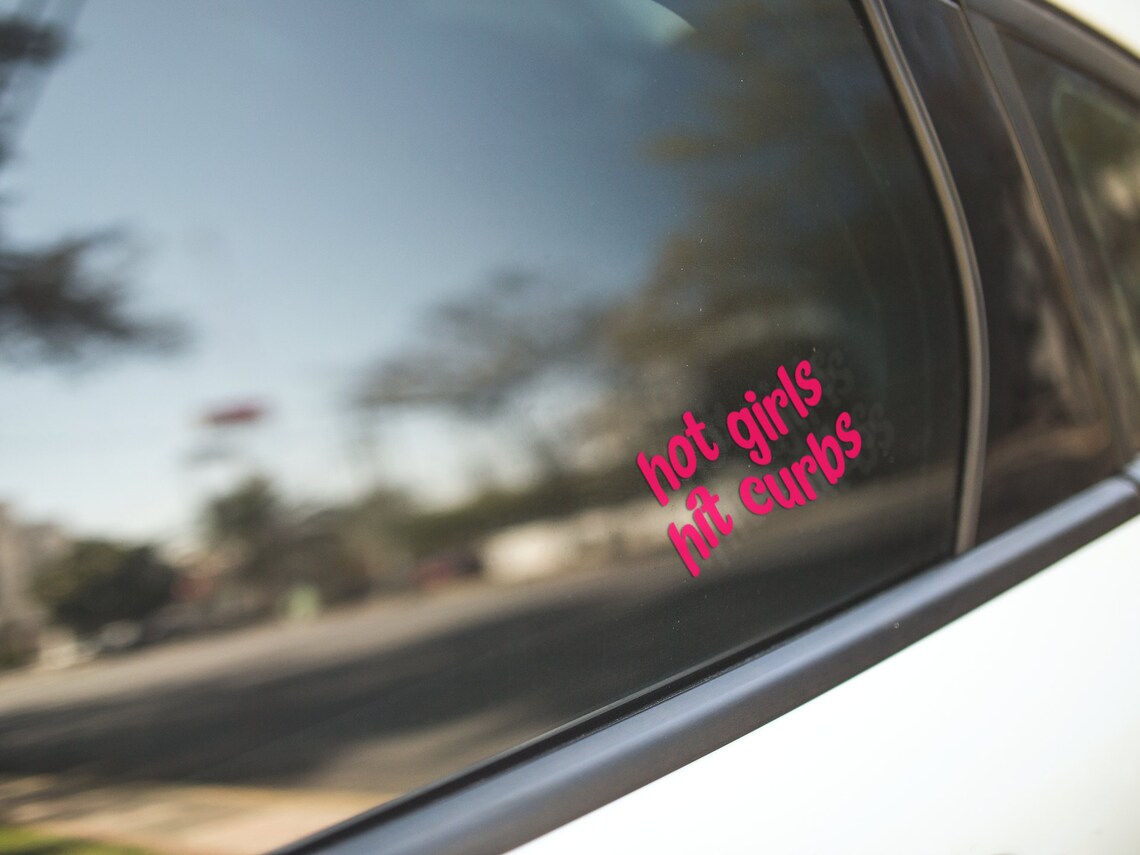 Hot Girls Hit Curbs Mirror Decal Vinyl Funny Car Truck Window Sticker ...