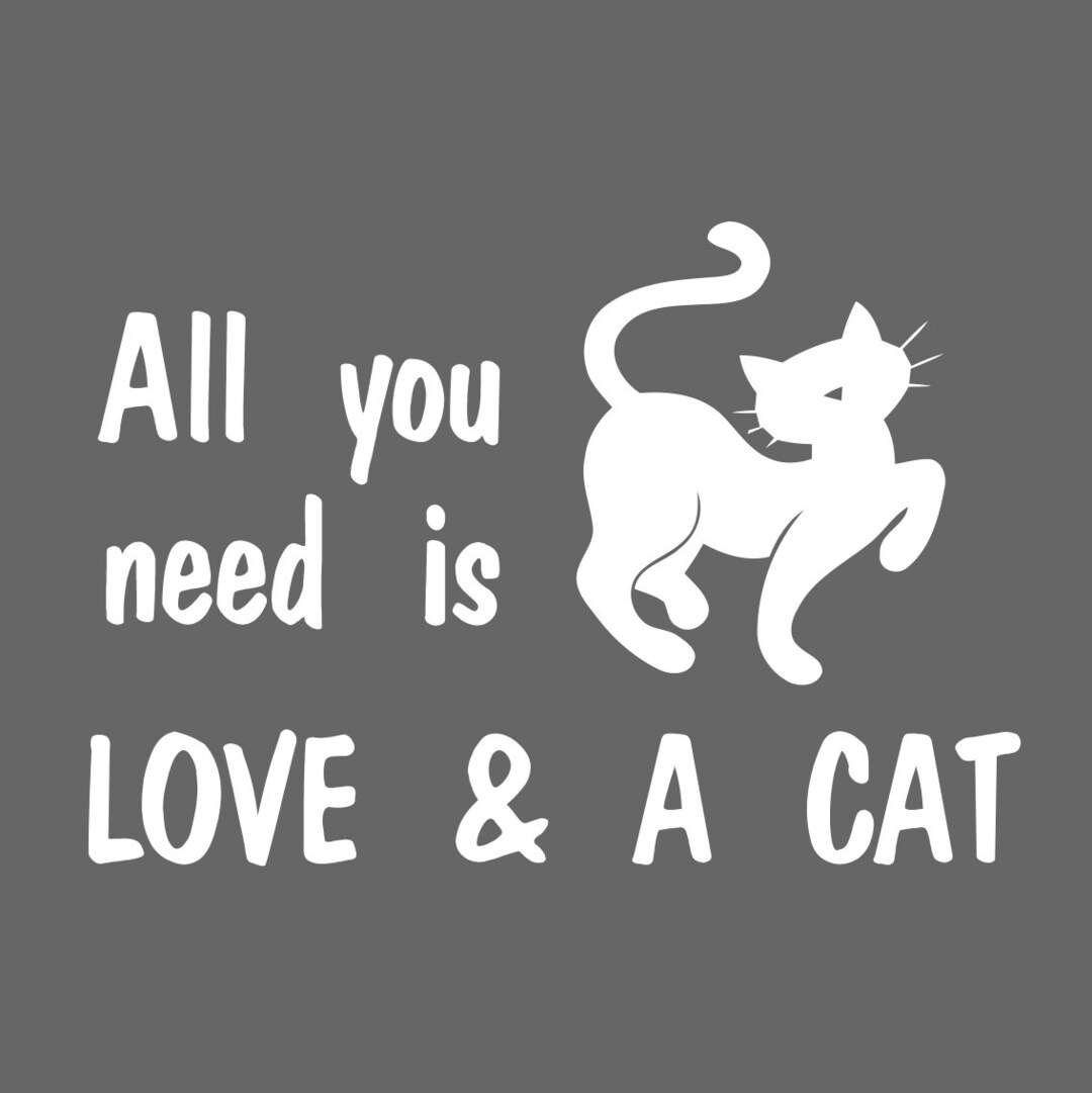 Cat Lover Vinyl Sticker, All You Need is Love & a Cat Decal, Cute ...