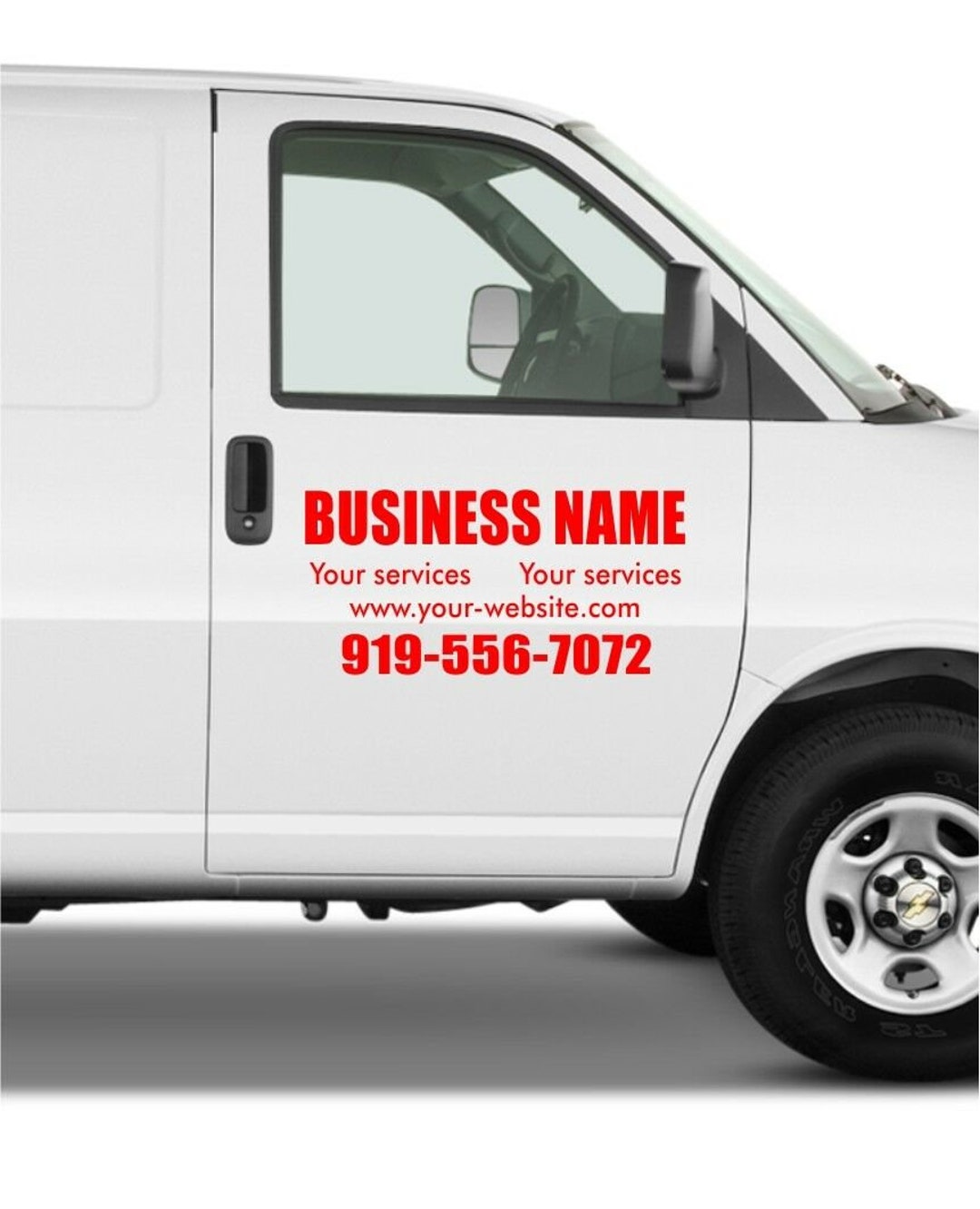 SET of 2 Van Car Truck Custom Vinyl Decal Lettering Door Window Sticker ...