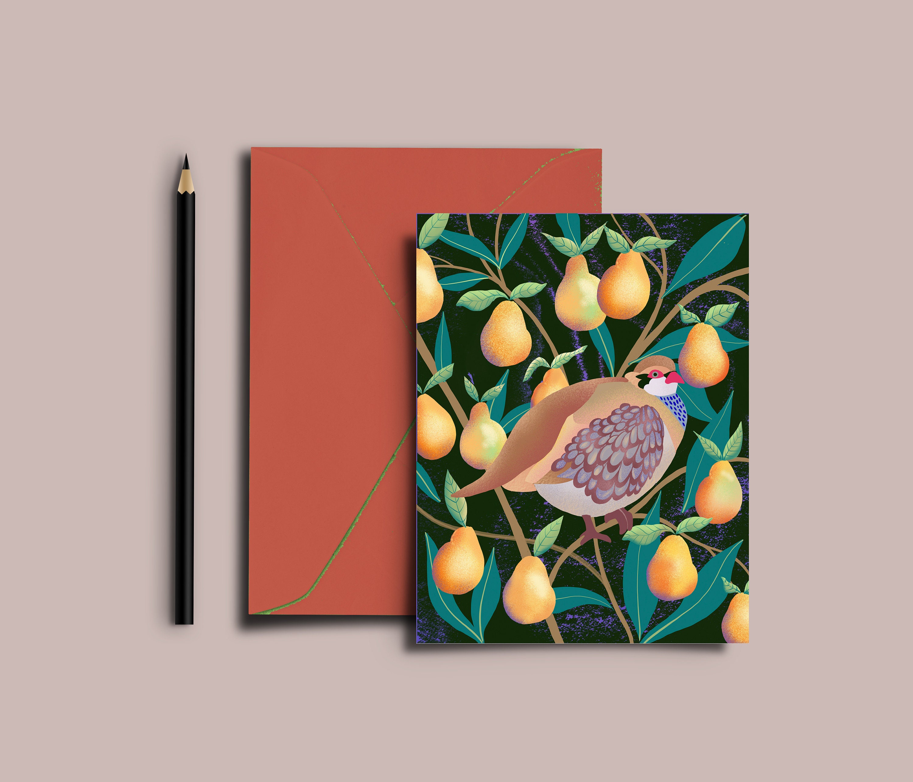 Partridge in a Pear Tree Seasonal Card, Greeting Card, Digital Download ...