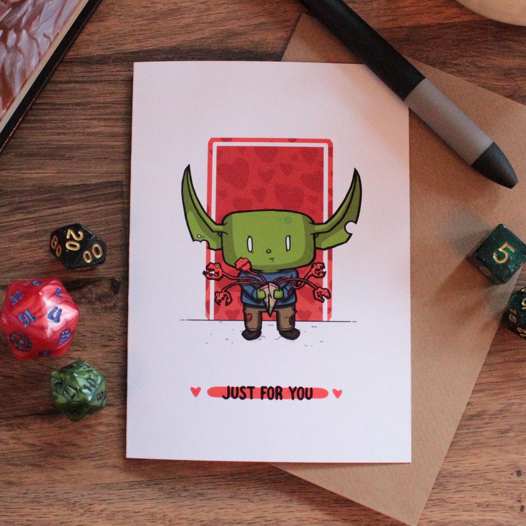 Dnd Themed Valentines Day Card - Goblin "just for You" - Etsy