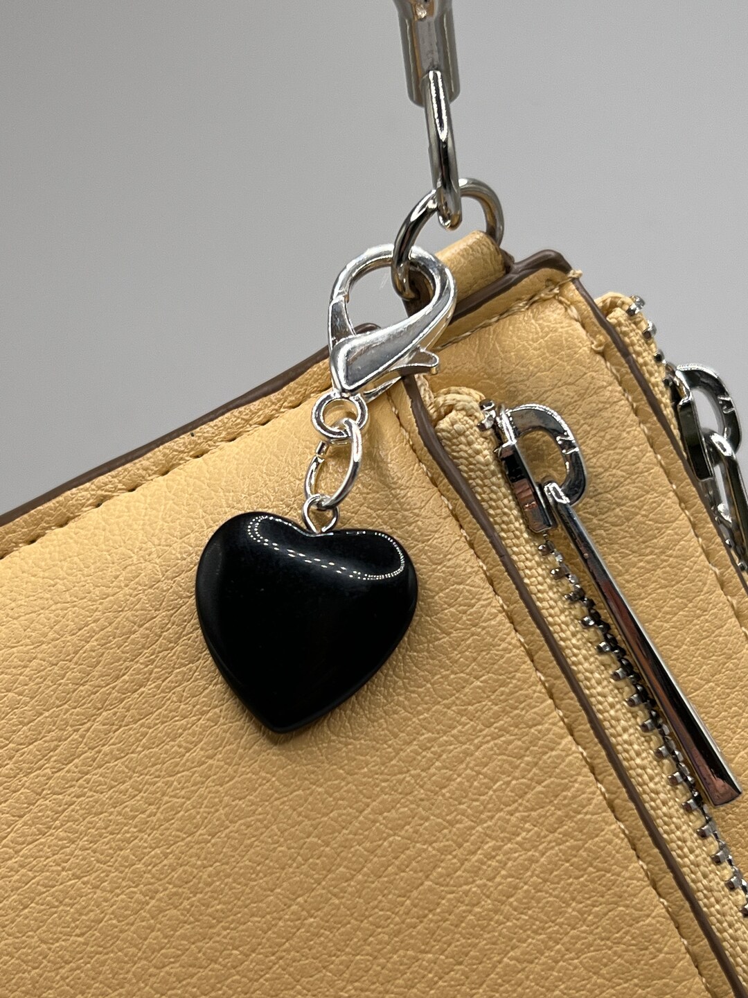 Black Obsidian Heart Purse Backpack Dog Collar Charm - Etsy