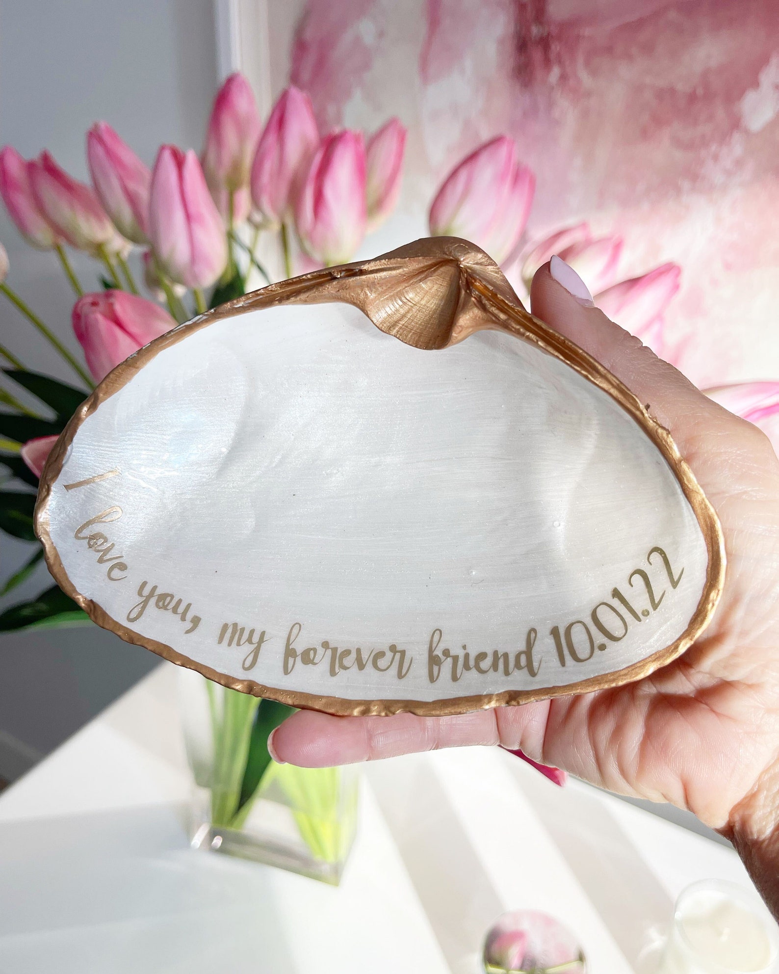 PEARL PAINTED SHELL Trinket/ring Dish - Etsy