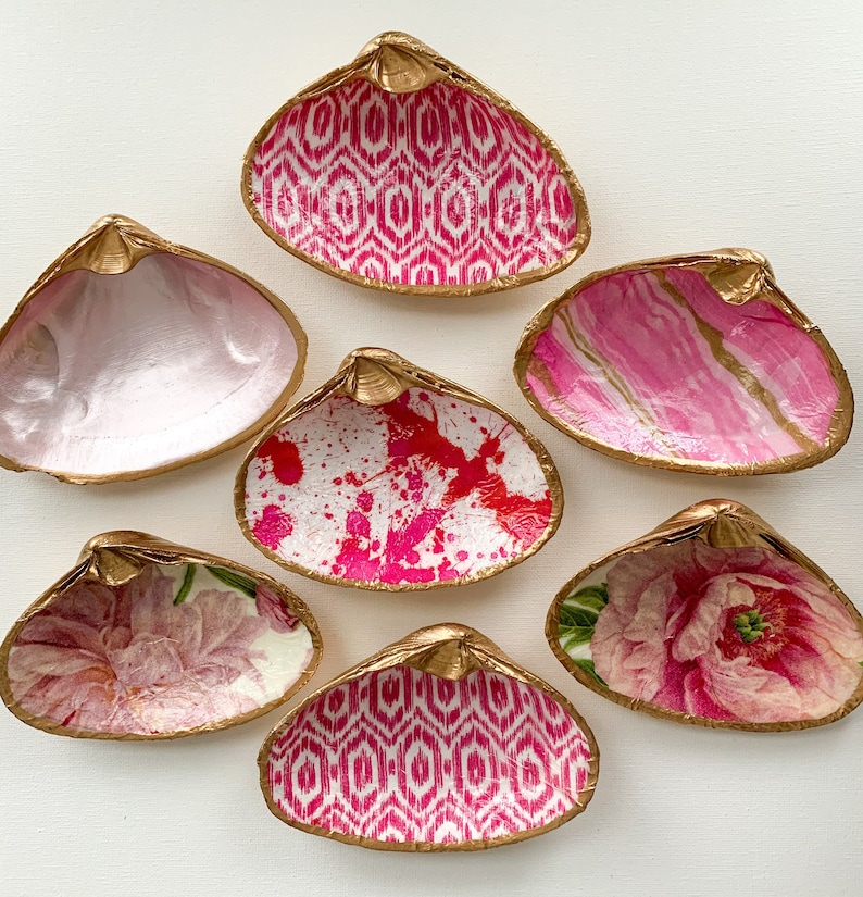 MEDIUM CLAM Decoupage Trinket/ring Dish Shell Art Jewelry - Etsy
