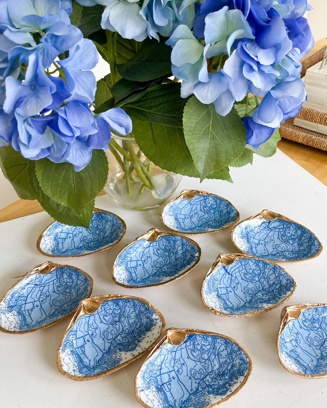 NEWPORT MAP Large Clam Decoupage Trinket & Ring Dish | Shell Art | Clam ...