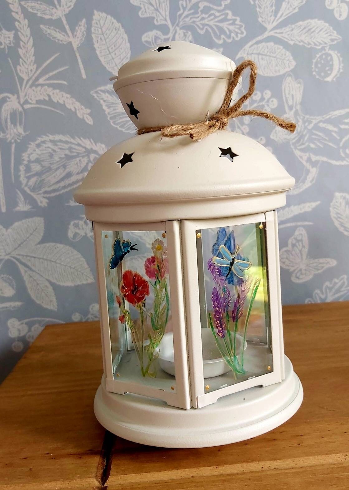 Hand Painted Wild Flower Lantern With Bees Butterflies and - Etsy UK