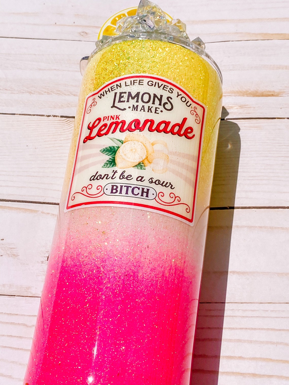 3D Pink Lemonade glitter tumbler stainless steel lemonade | Etsy