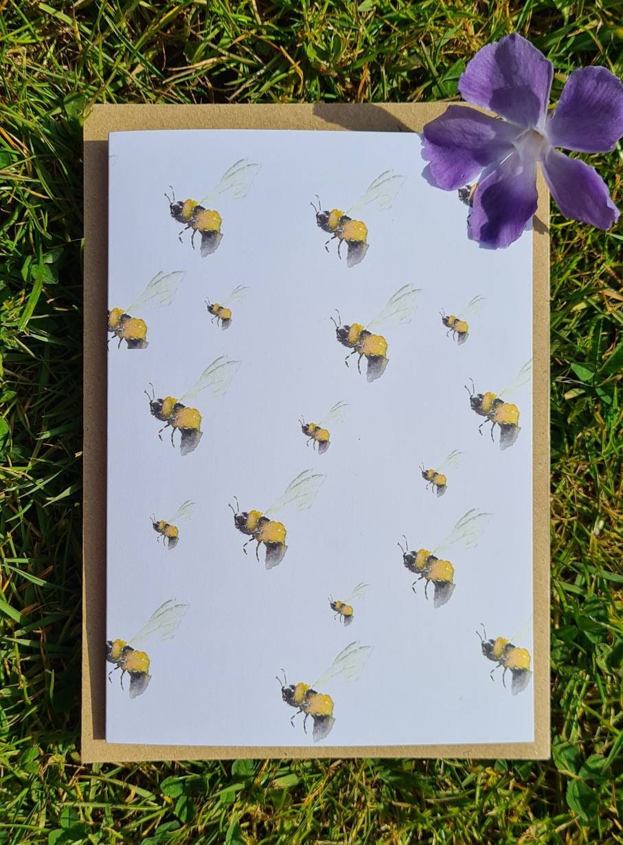 Honey Bee Cards. Bee Greetings Cards. Watercolour Bee Cards. Blank ...