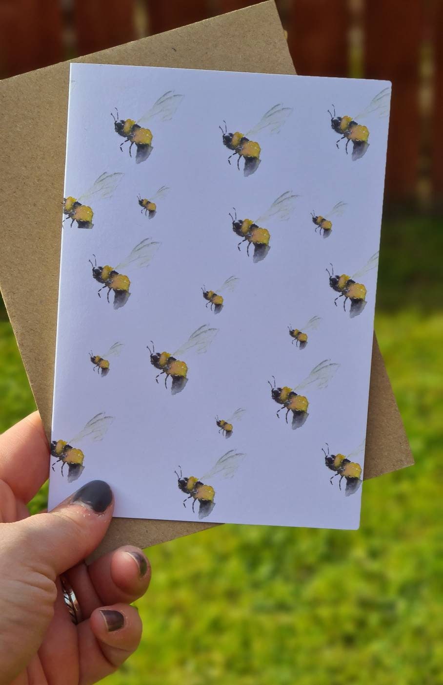 Honey Bee Cards. Bee Greetings Cards. Watercolour Bee Cards. Blank ...