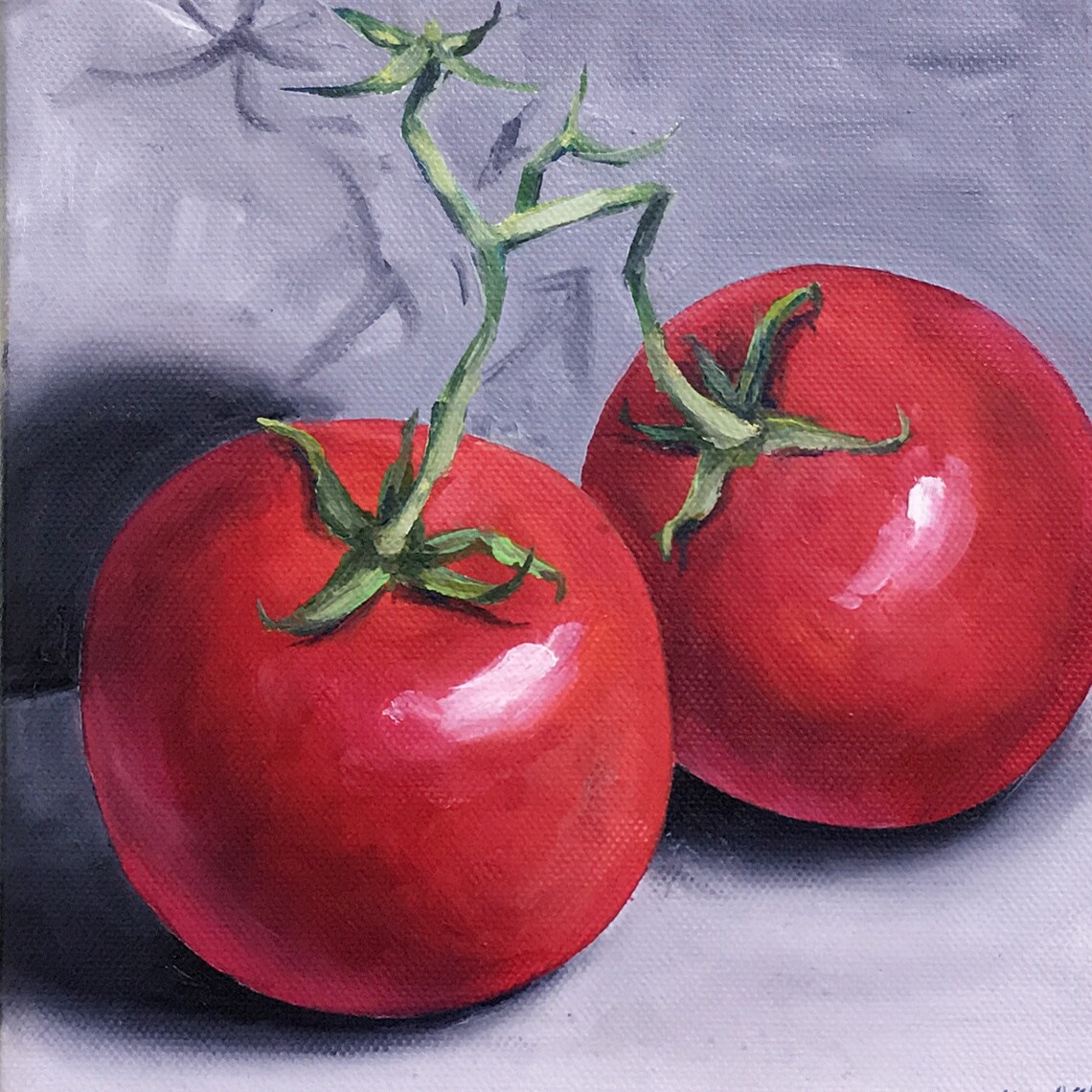 Tomato oil painting vegetable oil still life on canvas. | Etsy