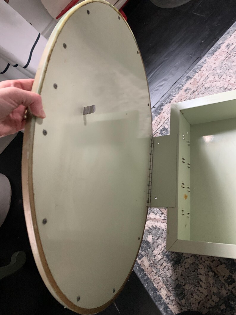 Vintage Oval Raised Floral Motif Cream Gold Distressed Patina Mirror ...