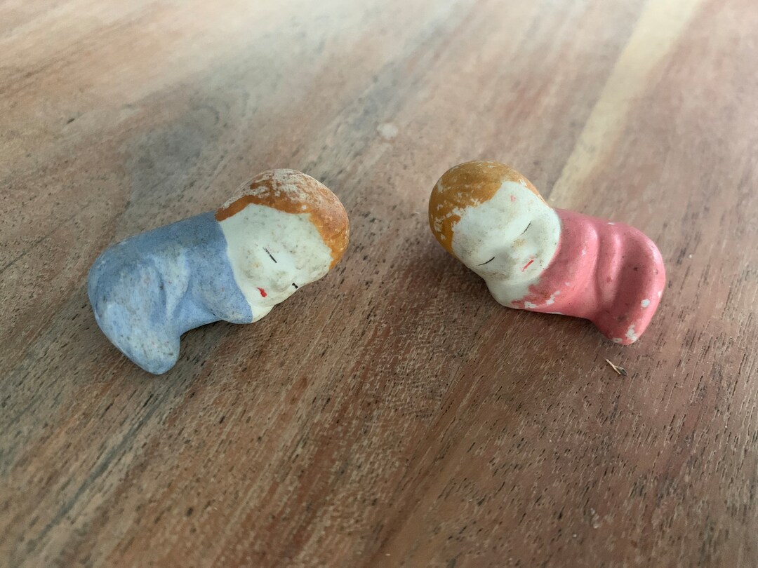Vintage Ceramic Mini Dollhouse Collectible Twin Boy & Girl Sleeping ...