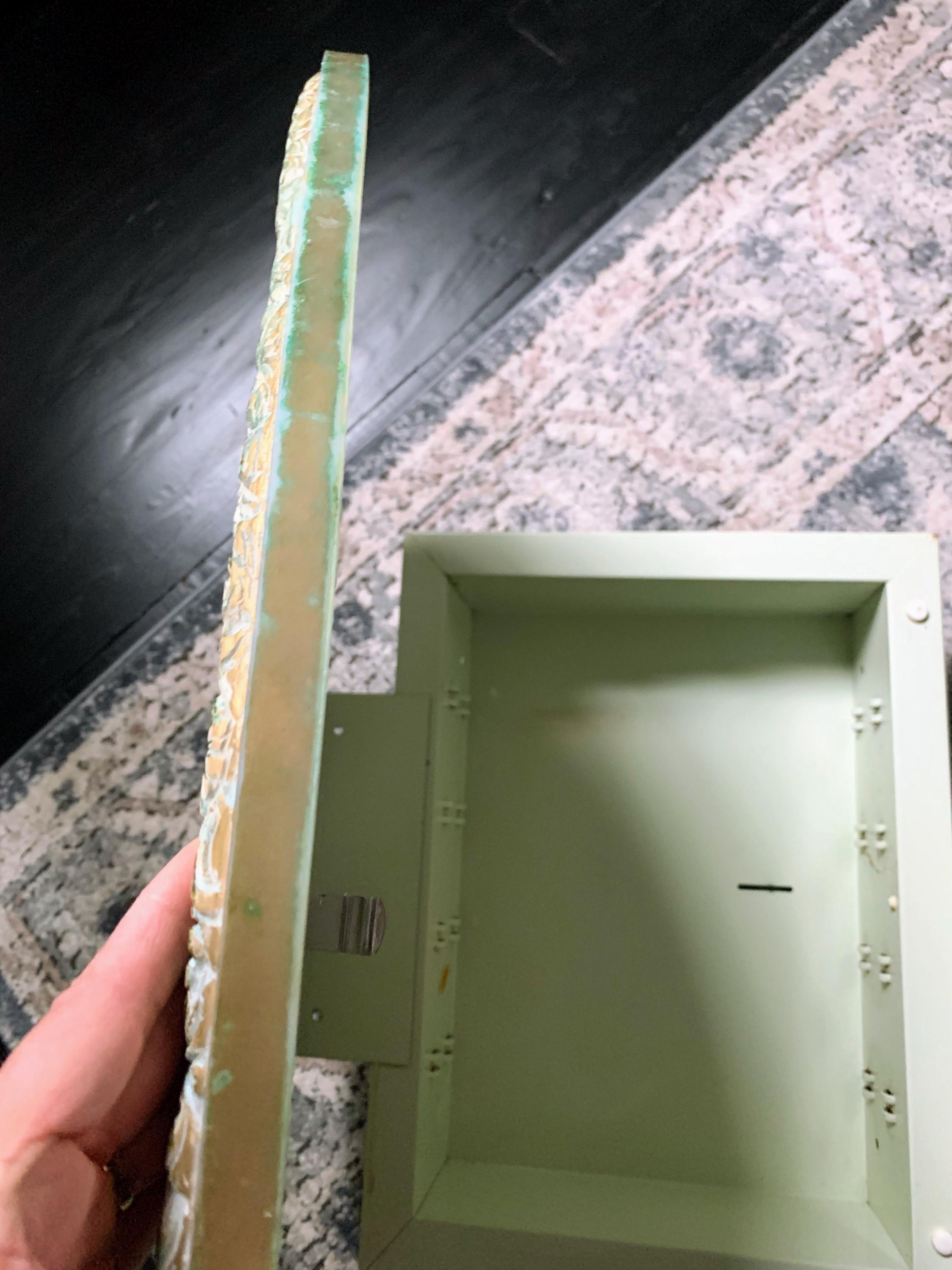 Vintage Oval Raised Floral Motif Cream Gold Distressed Patina Mirror ...