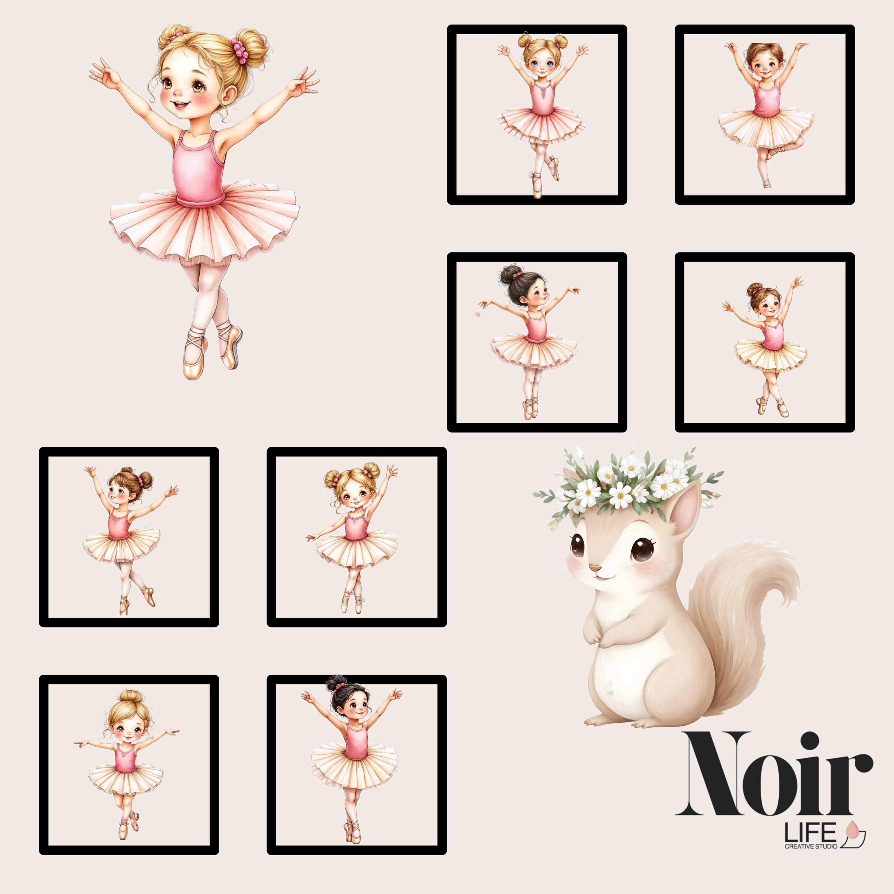 Watercolor Ballerina Clipart Set: Pink Tutu Dance PNG (digital Download ...