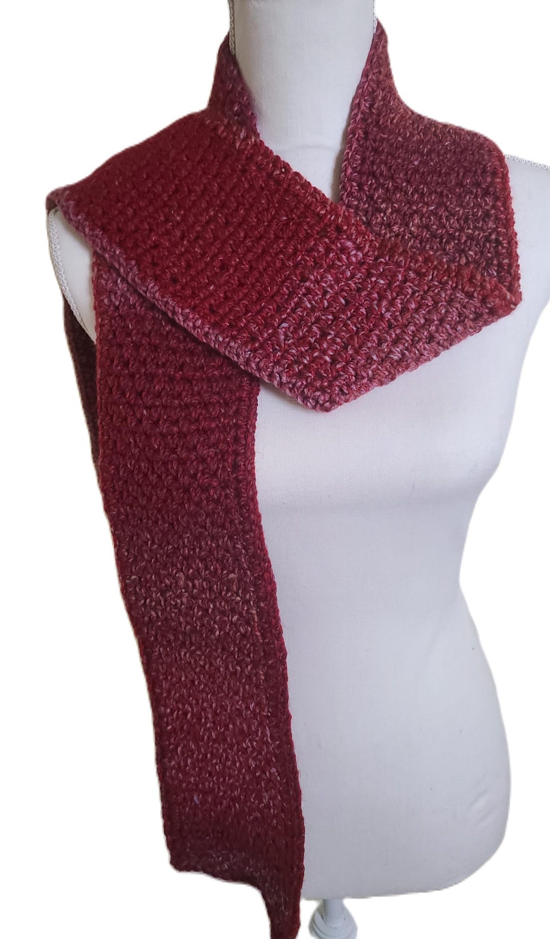 Scarf. "striped Shades of Red" Scarf. Rectangle; Handmade Crochet; Gift ...