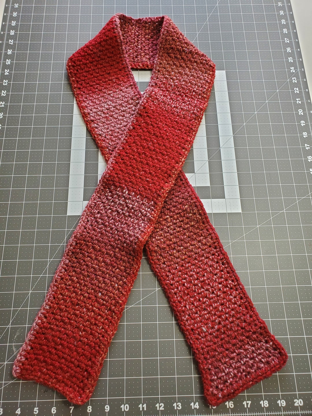 Red Stripe Single Stitch Scarf - Etsy