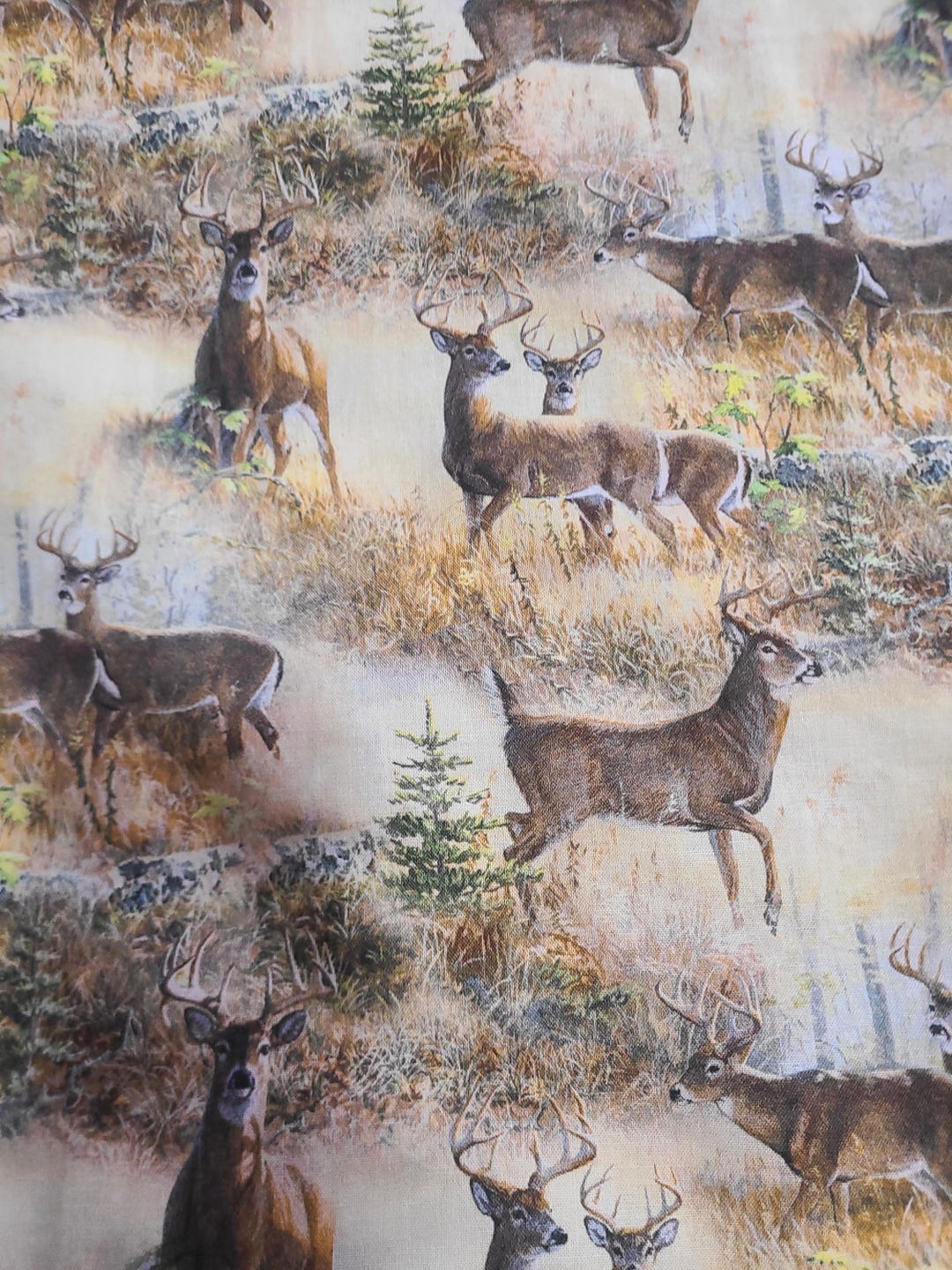 Lap Blanket. Handmade "deer in the Forest" Lap Blanket; Multi Colored ...