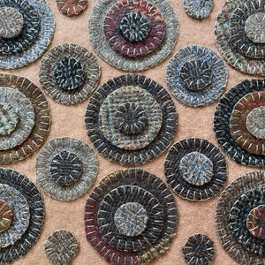 Finished Handmade Penny Rug Runner Mat Wool Appliqué Primitive Folk Art ...