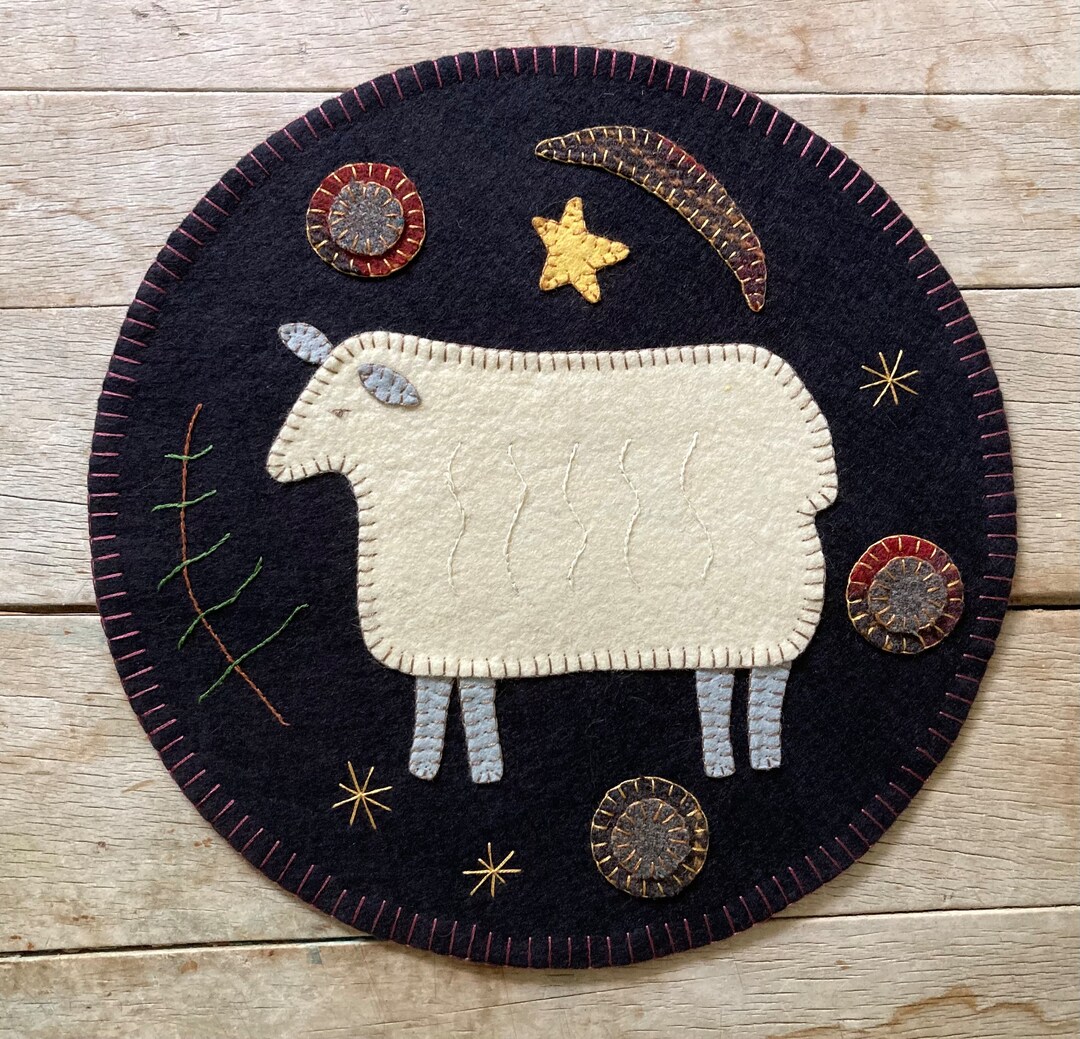 Finished Handmade Penny Rug - Wooly Sheep - Round ~ Mat ~ Primitive ...