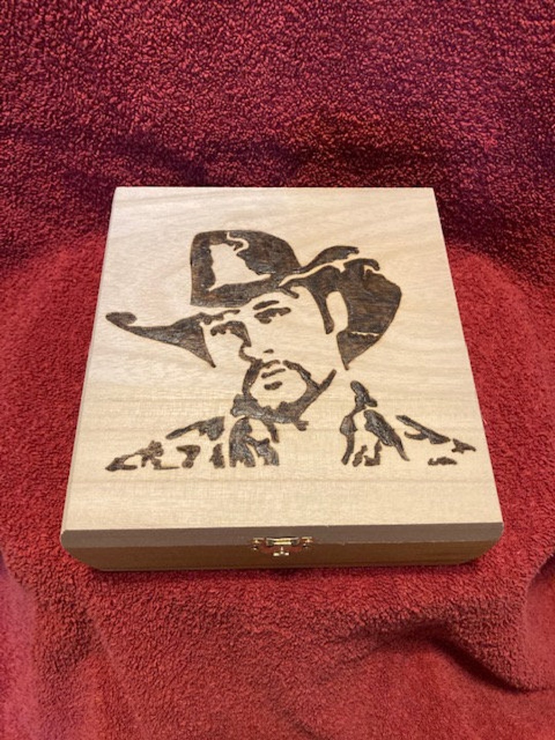 Wood Burned Country Music Artist Jewelry Box, Country Singer Image ...