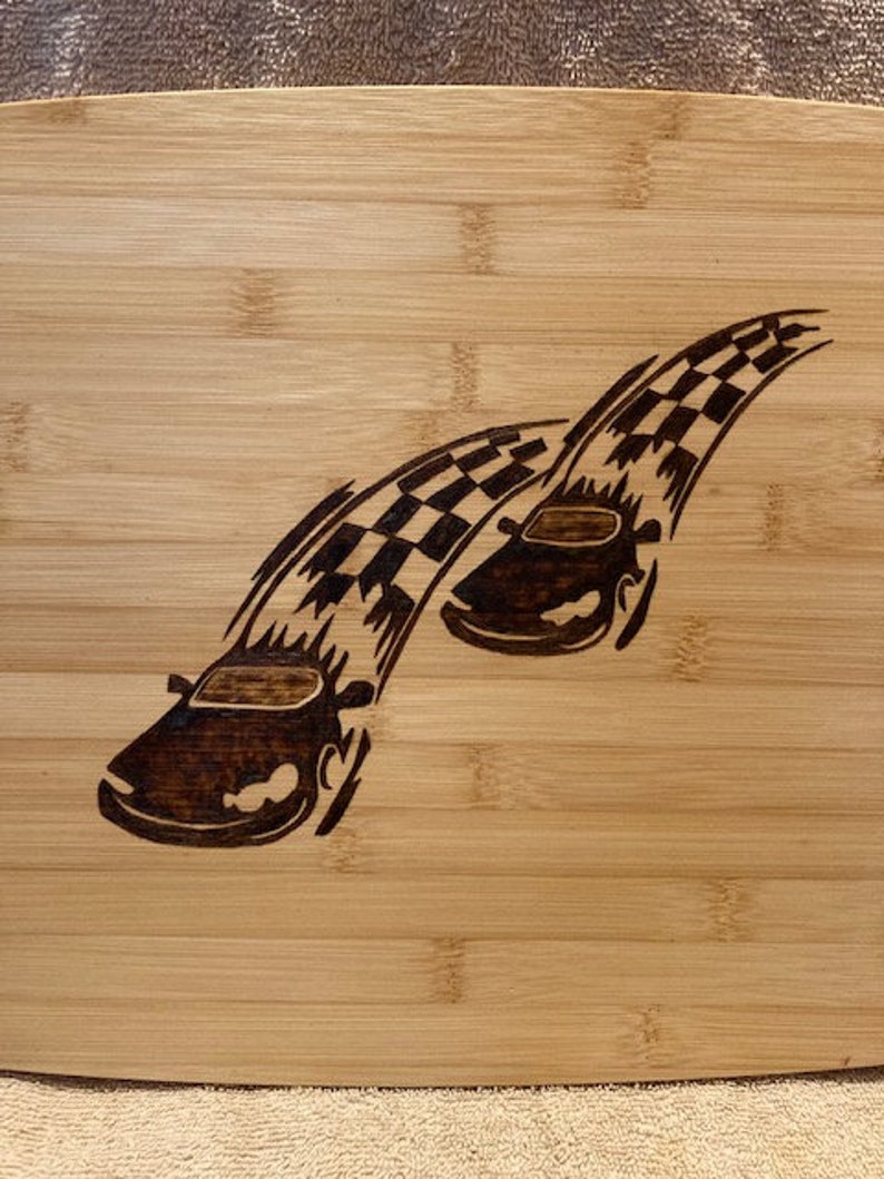 Race Cars Wood Burned Cutting Board, NASCAR Cheese Board, Indy 500 Wood ...