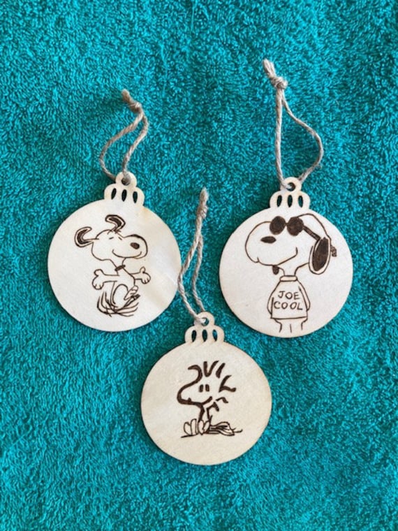 Snoopy Wood Burned Ornaments Snoopy and Woodstock Wood | Etsy