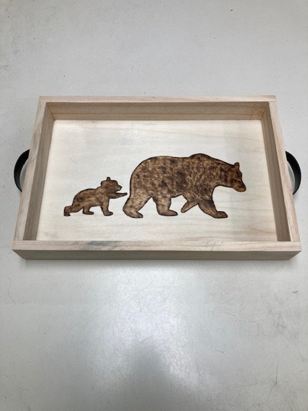 Bear Wood Burn Serving Tray, Bear Wood Cheese Tray, Wildlife Dresser ...