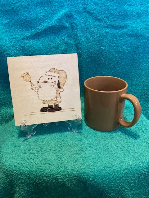 Snoopy Santa Wood Burned Plaque, Snoopy Santa Wood Sign, Snoopy Holiday ...