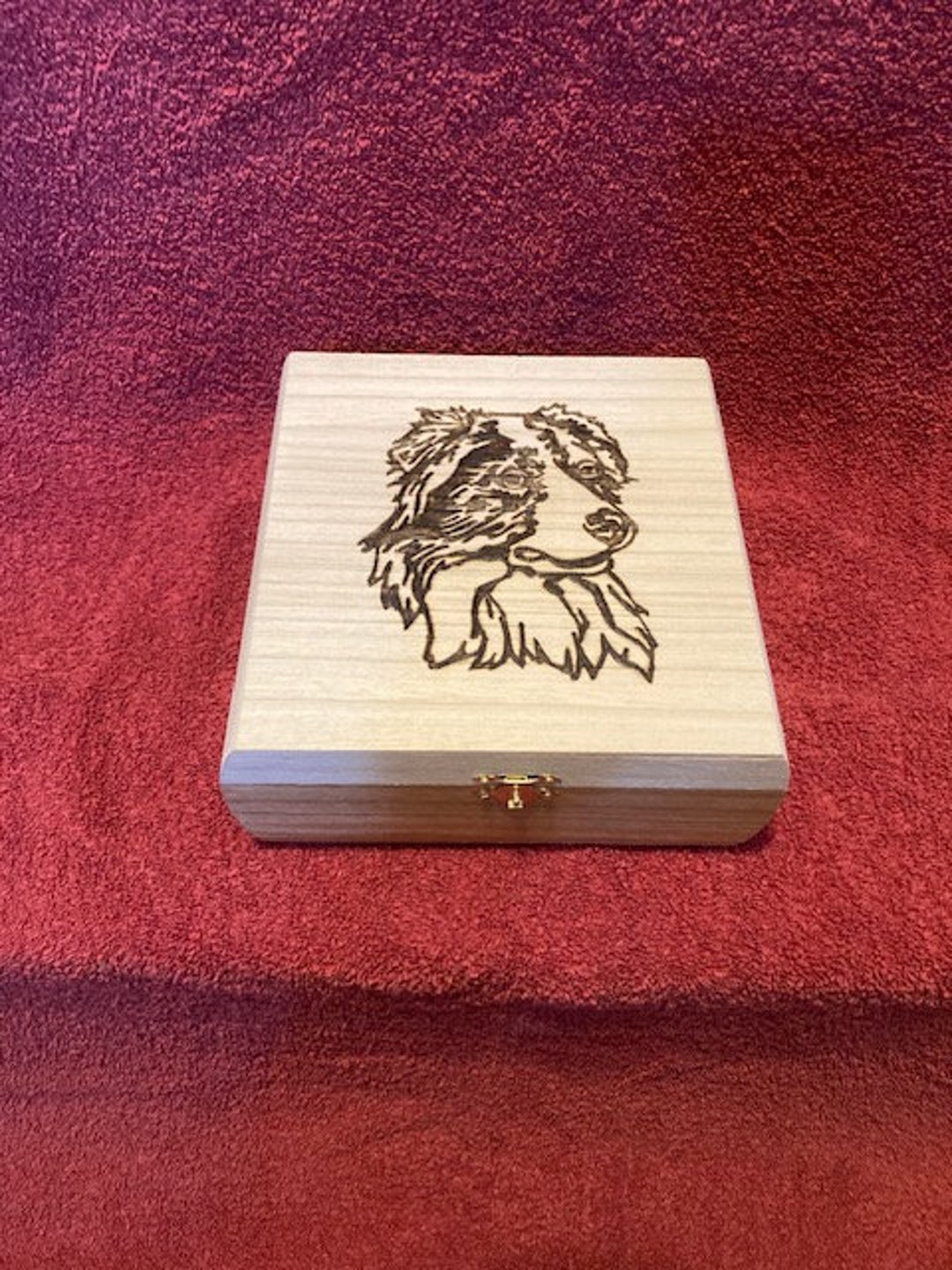 Australian Shepherd Jewelry Box, Dog Wood Burned Jewelry Box, Aussie ...