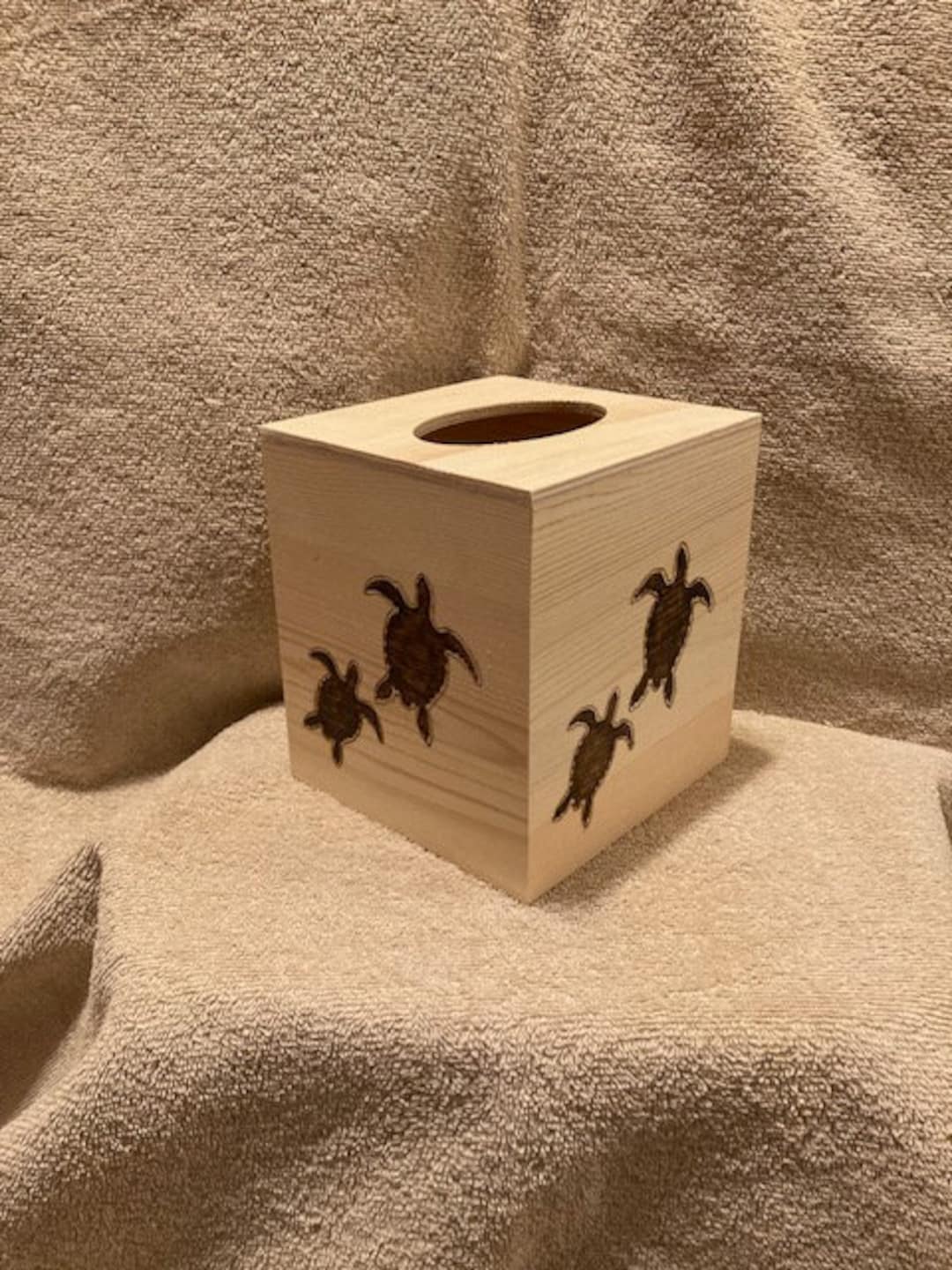 Sea Turtles Wood Burned Tissue Box Cover, Baby Sea Turtles Wood Tissue ...