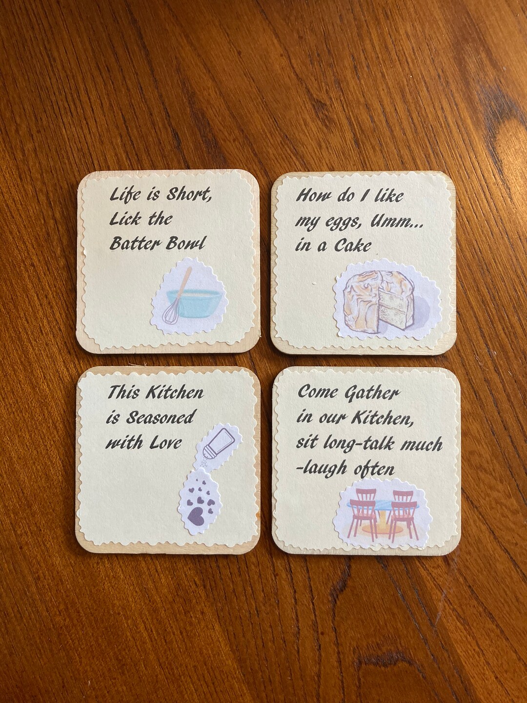 Kitchen Quote Magnet Set, Refrigerator Magnets, Wooden Kitchen Themed ...