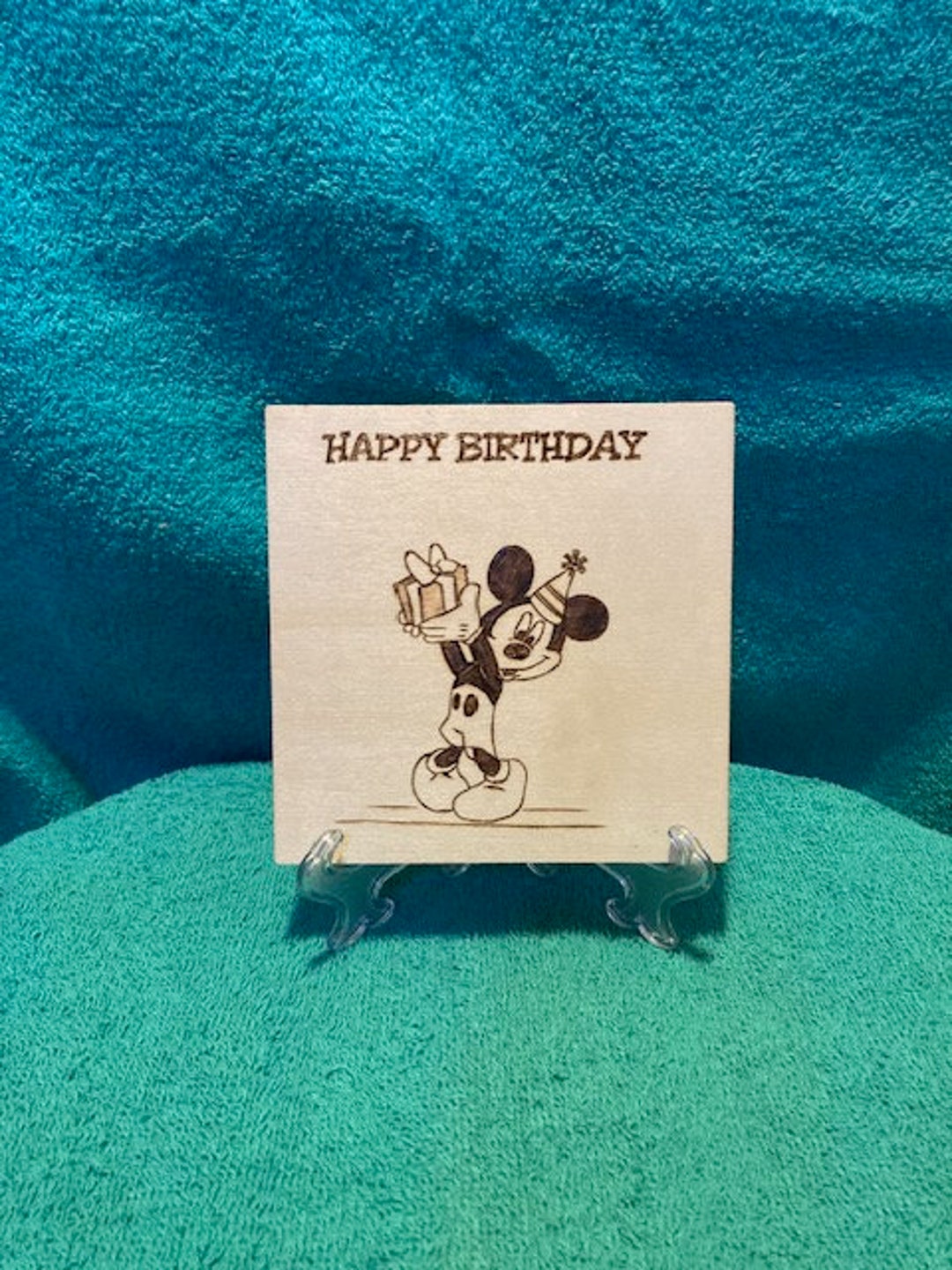 Wood Burned Cartoon Birthday Sign, Wood Character Birthday Plaque ...