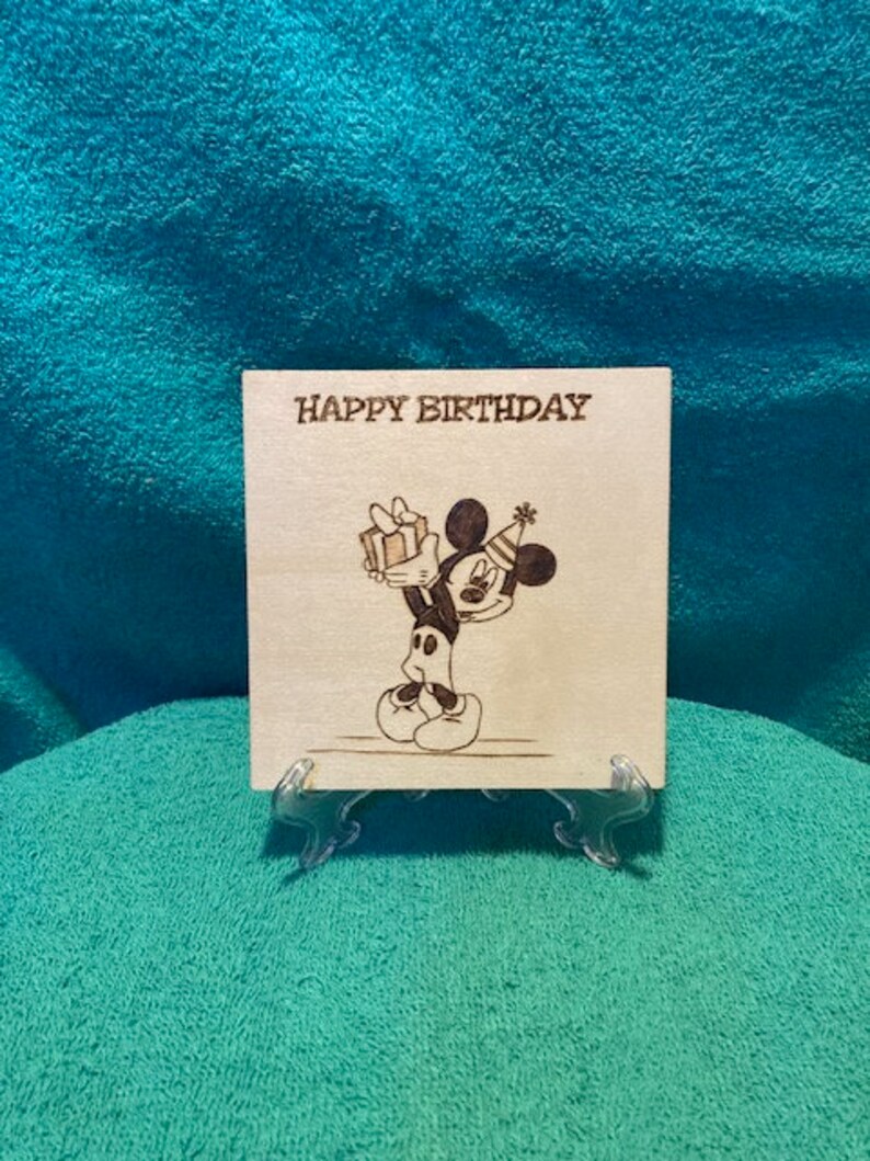 Wood Burned Cartoon Birthday Sign, Wood Character Birthday Plaque ...