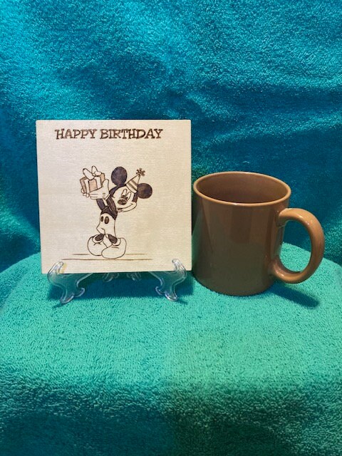 Wood Burned Cartoon Birthday Sign, Wood Character Birthday Plaque ...