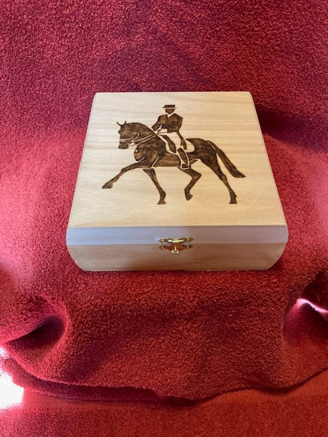 Wood Burned Dressage Rider Jewelry Box, Wood Dressage Rider Keepsake ...