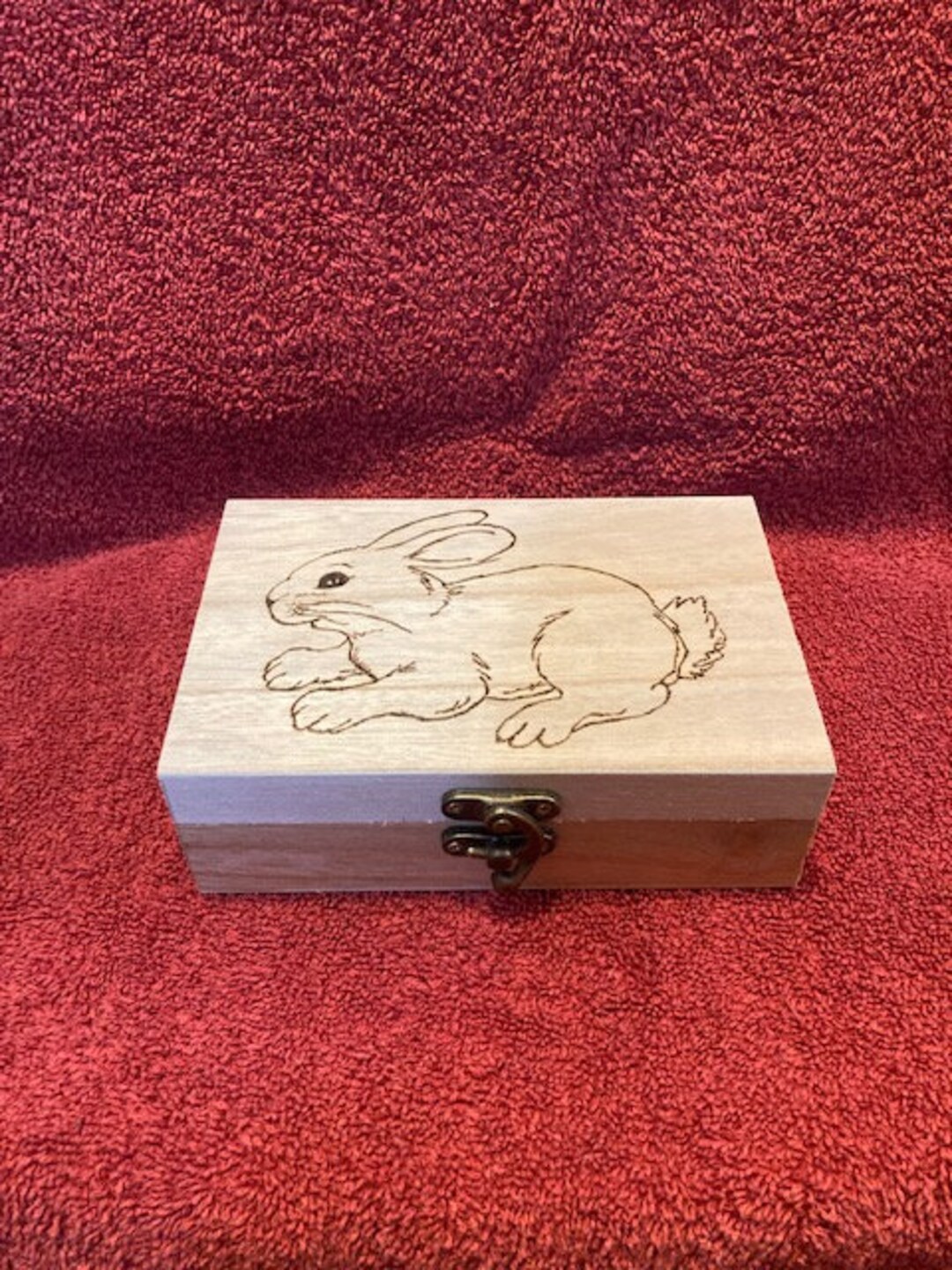 Bunny Wood Burned Jewelry Box, Rabbit Wooden Trinket Box, Bunny ...