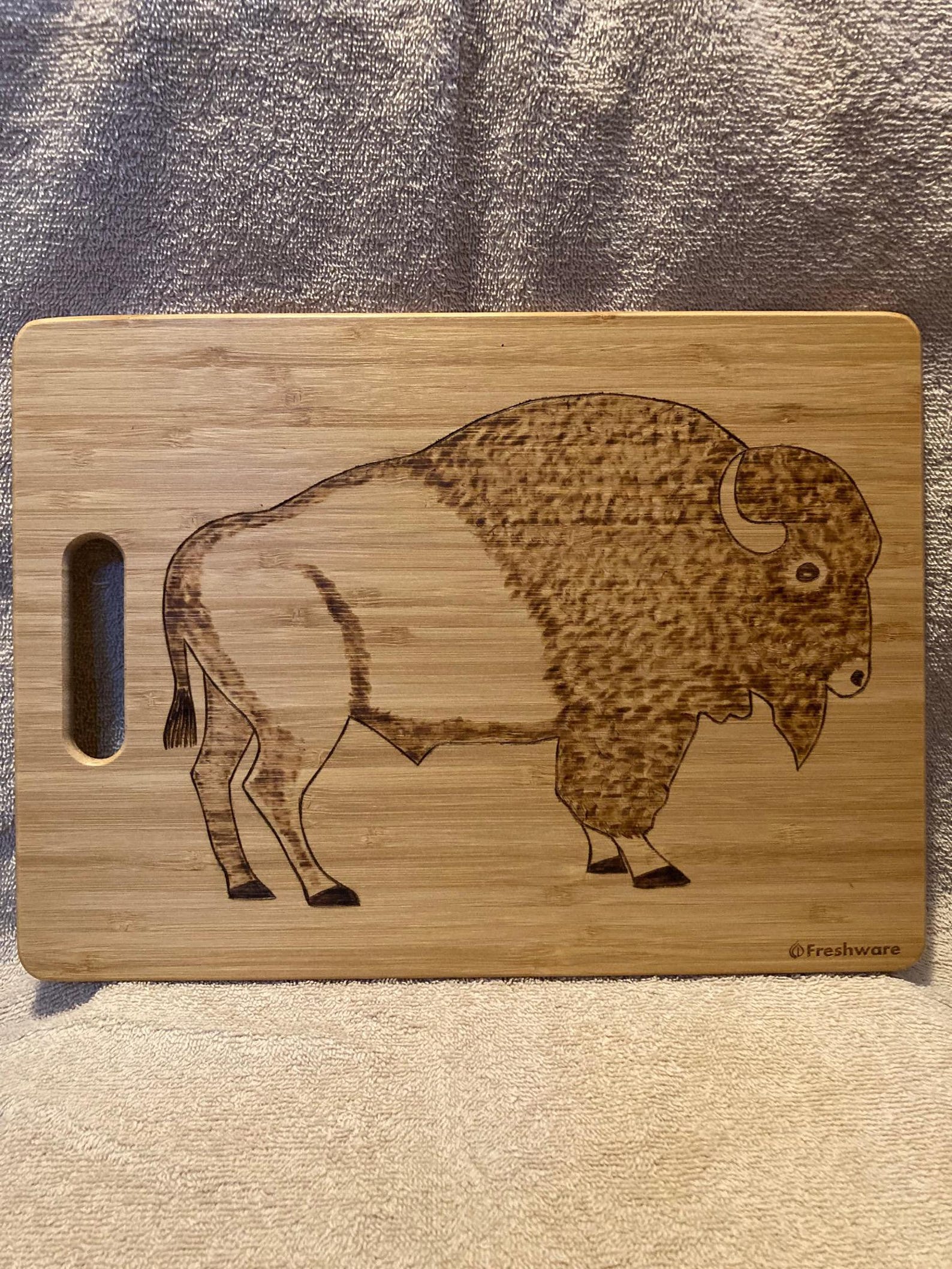 Buffalo Wood Burned Bamboo Cutting Board, Buffalo Serving Board ...