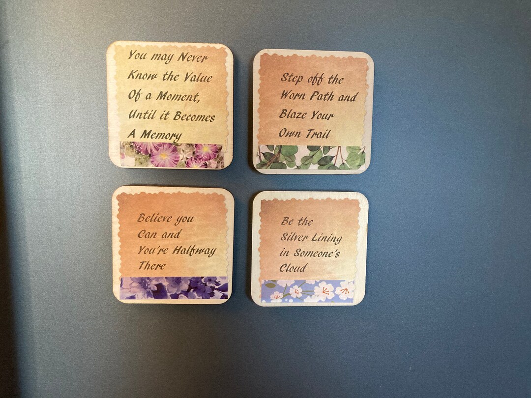 Inspirational Quote Magnet Set, Wooden Refrigerator Quote Magnets ...