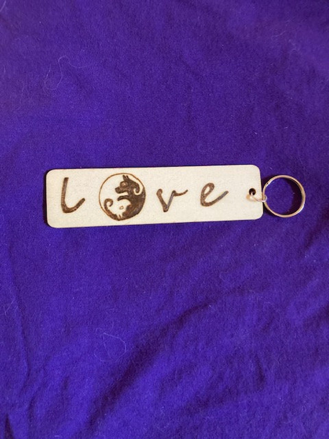 Dog Yin and Yang Wood Burned Keychain, Dog Lovers Wood Keychain, Dog ...