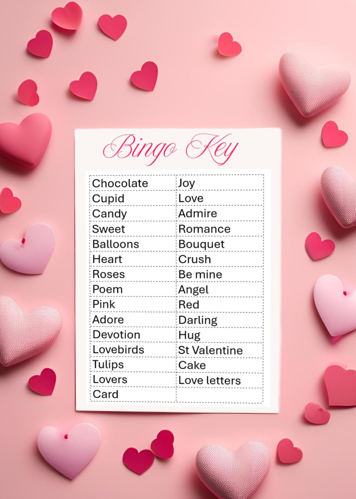 Valentine's Day Bingo Game | 24 Cards + Caller Key | Valentine’s Party ...