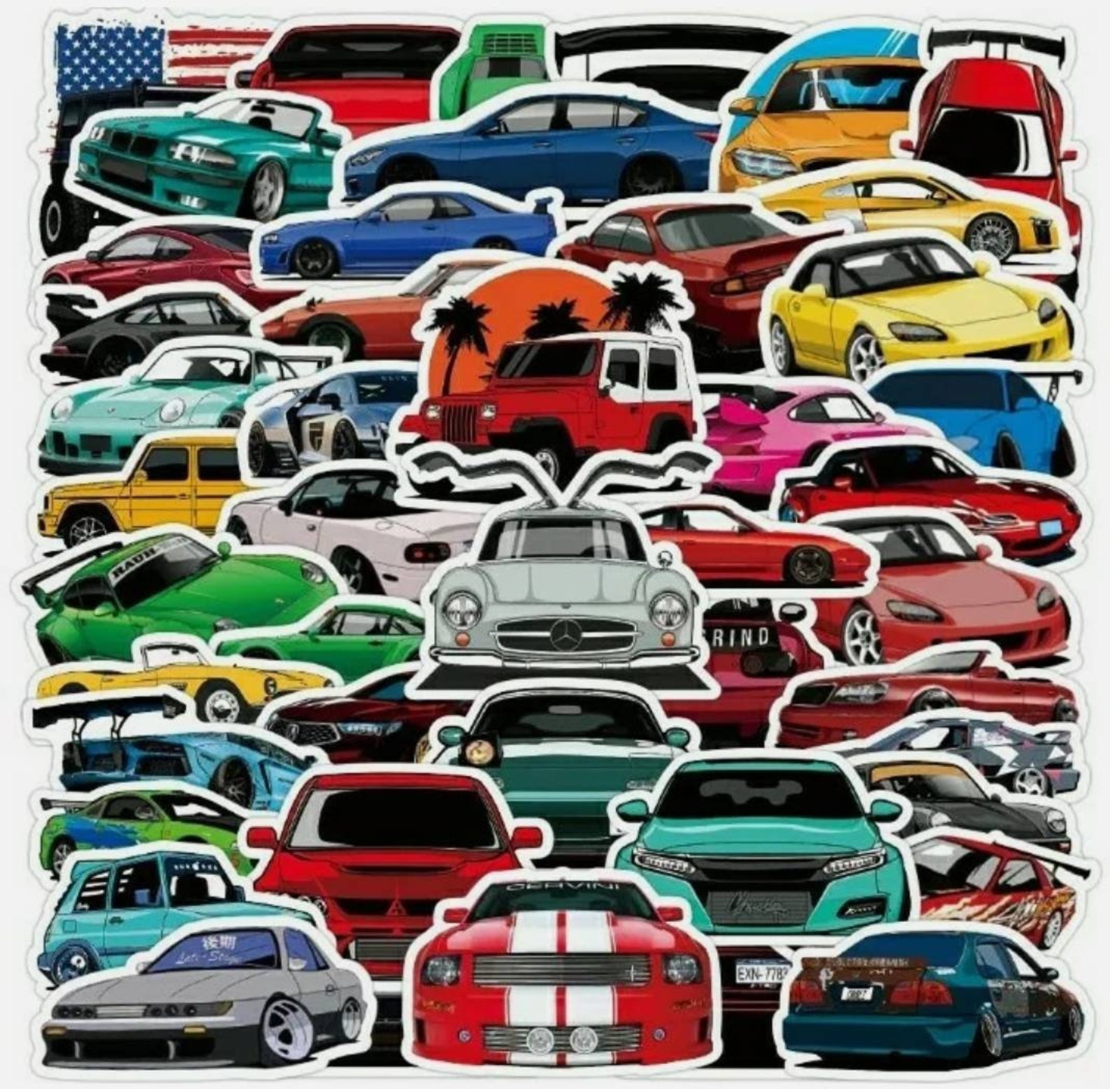 Car Stickers set of 50 for Diaries Laptops Walls Bikes | Etsy